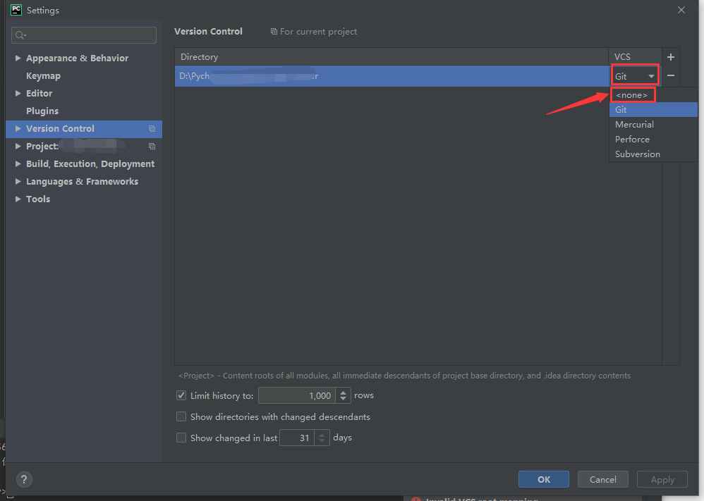 Pycharm打开一个文件提示Invalid VCS root mapping The directory 解决方法_pycharm invalid vcs-CSDN博客
