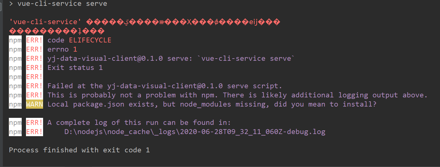 前端项目npm报错Local package.json exists, but node_modules missing, did you mean to install?_node ...