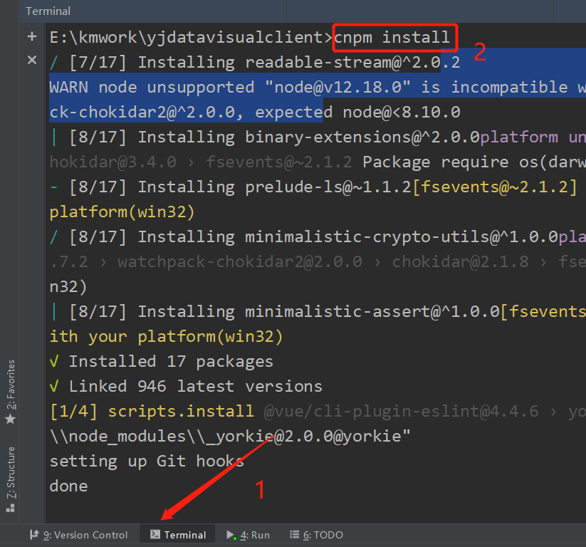 前端项目npm报错Local package.json exists, but node_modules missing, did you mean to install?_node ...