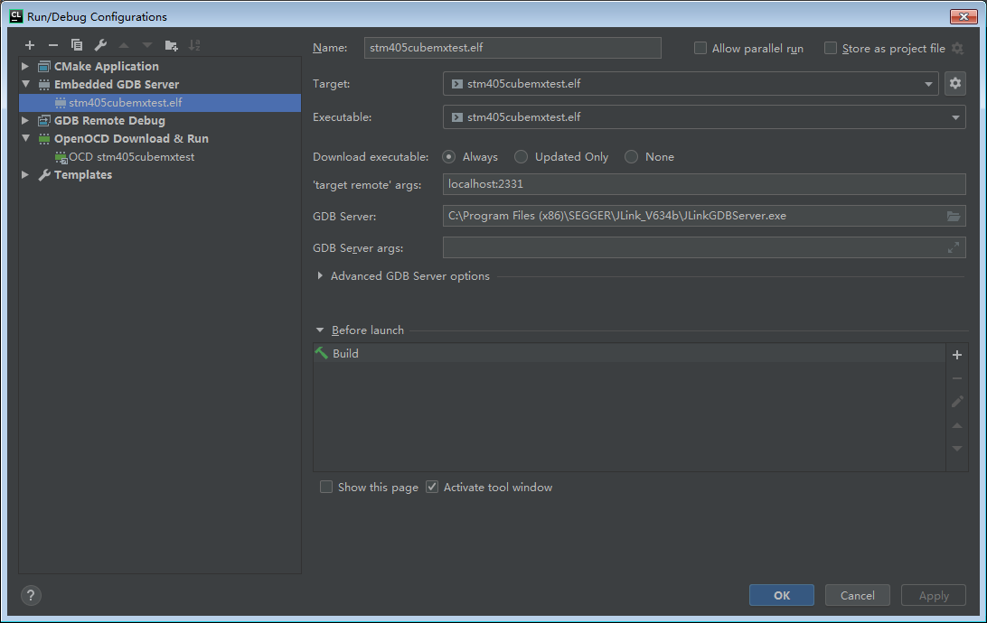 Clion +Jlink GDB Server + Openocd+arm-none-eabi调试成功_clion+jlink-CSDN博客