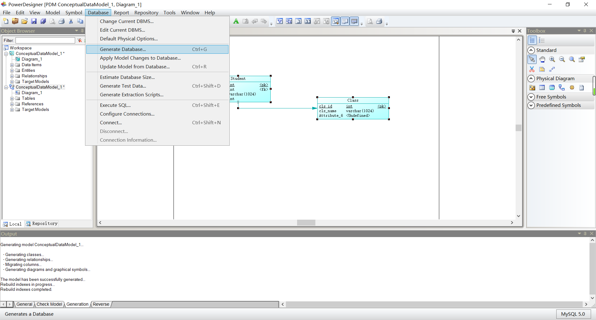使用PowerDesigner创建概念数据模型，并利用CDM生成物理数据模型，然后利用物理数据模型生成数据库_自学powerdesigner ...