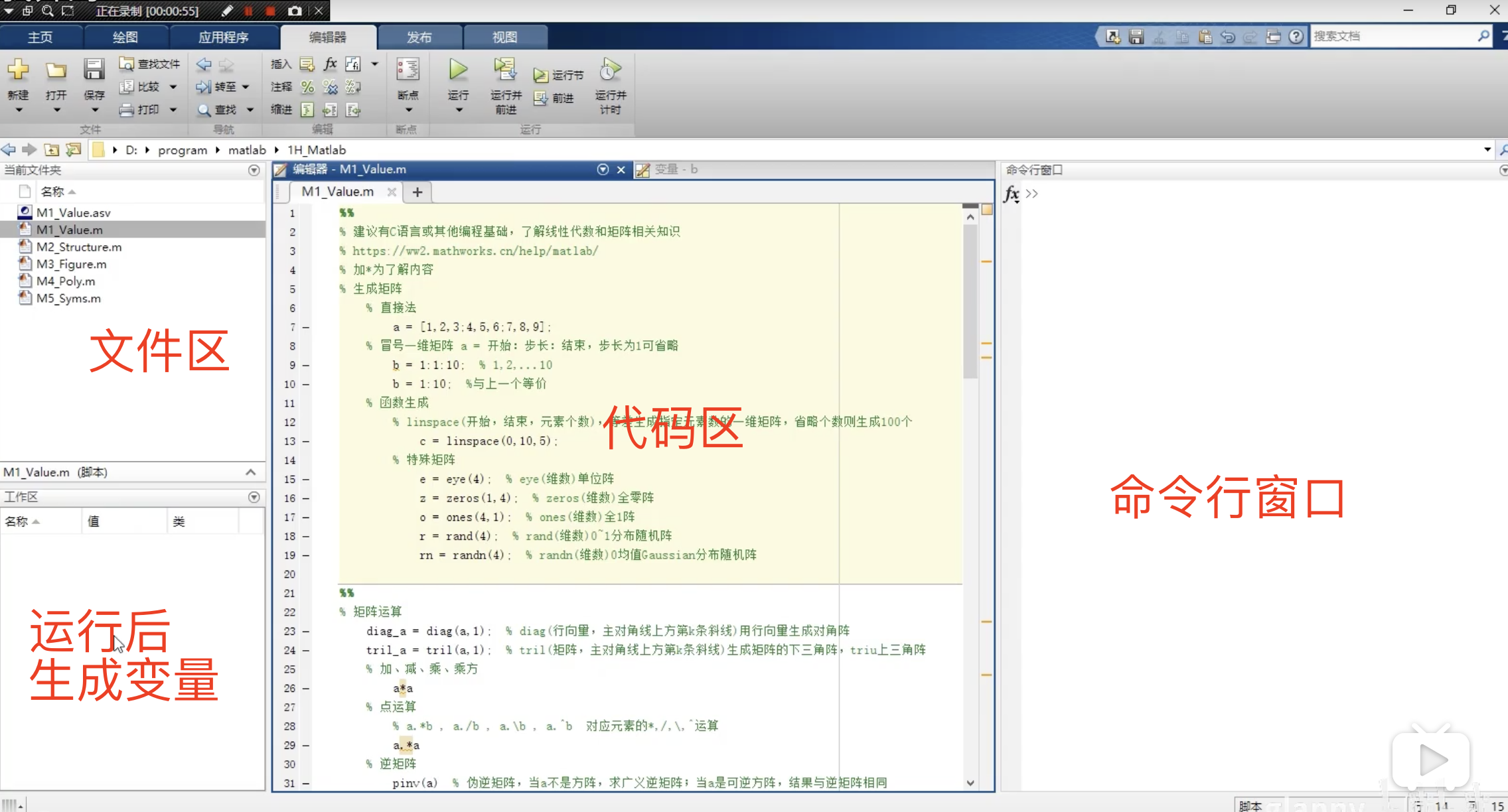 【matlab】b站1小时Matlab速成教程学习笔记（1-Value）_matlabb站1小时速成-CSDN博客
