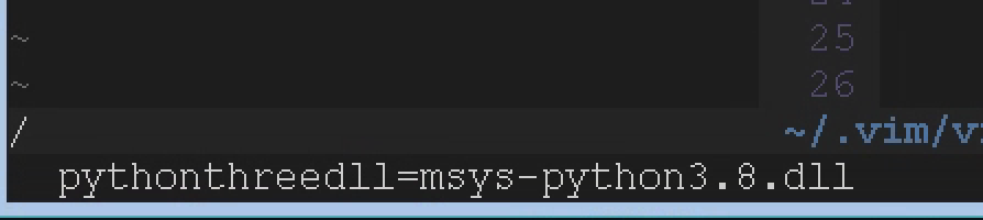 VIM python 不能加载问题 E370: 无法加载库 msys-python3.8.dll_vim报错e370-CSDN博客