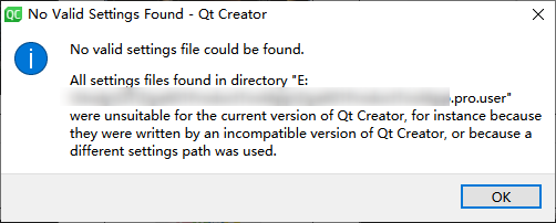 【Qt】Qt Creator 打开项目出现 No valid setting file could be found 告警_qt ...
