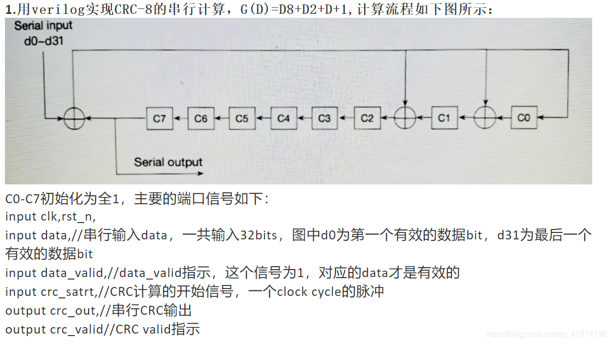 数字ic笔试题verilog实现crc 8的串行计算crc8 Verilog Csdn博客
