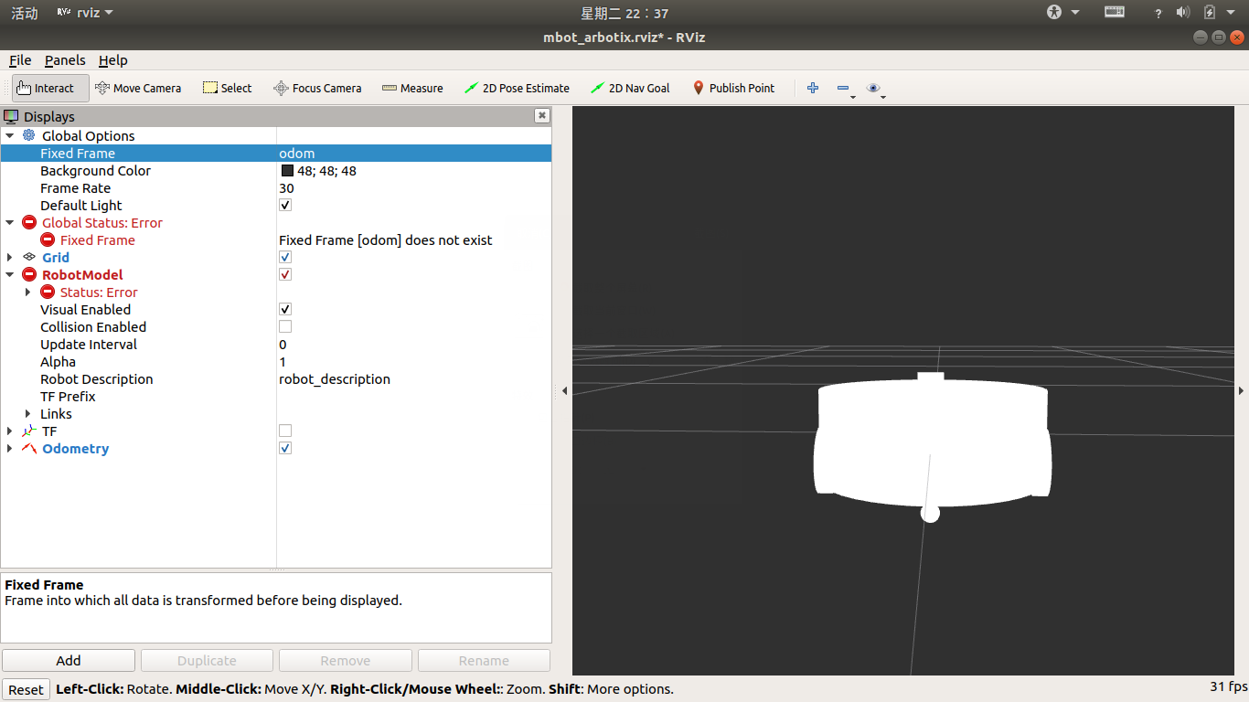 RVIZ中的fixed frame选项以及“For frame : Fixed Frame [odom] does not exist”-CSDN博客