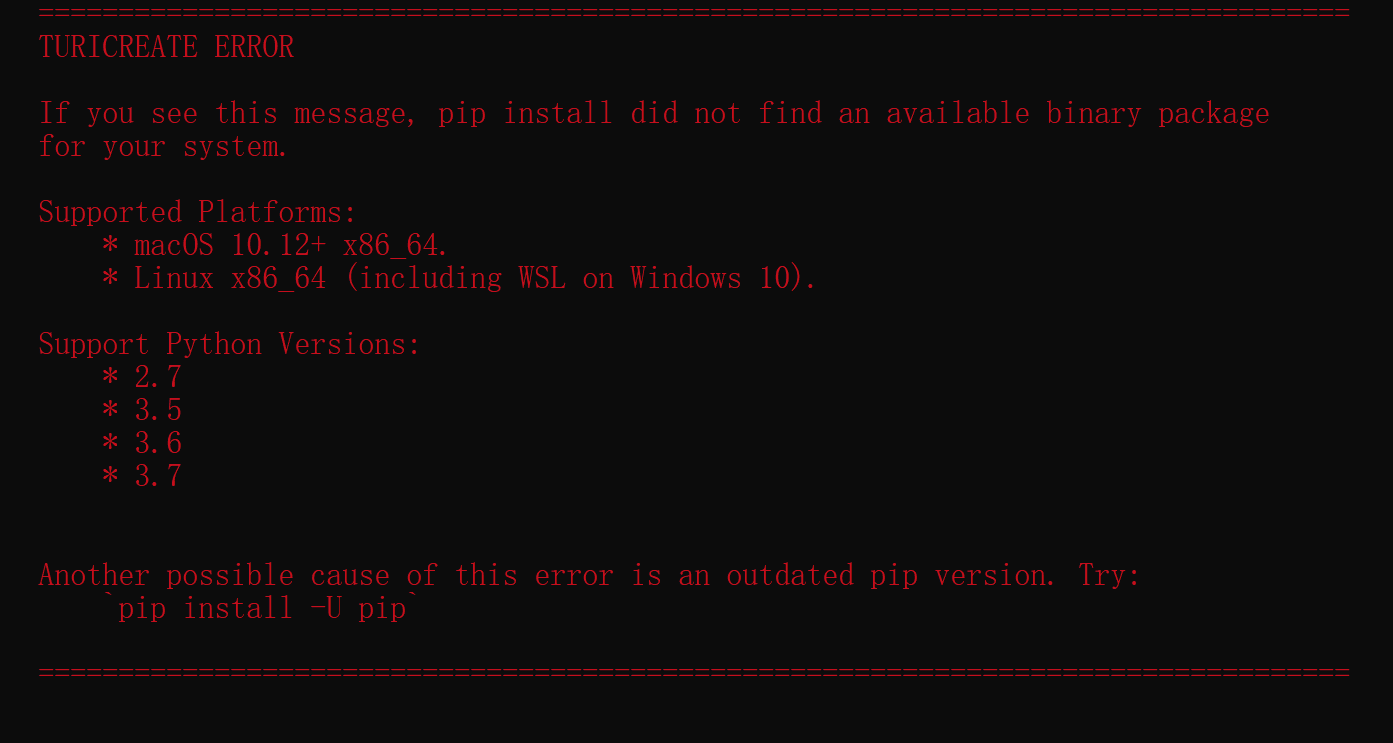 wsl和ubuntu安装turicreate，以及turicreate安装的常见错误_turicreate error if you see this message, pip inst-CSDN博客