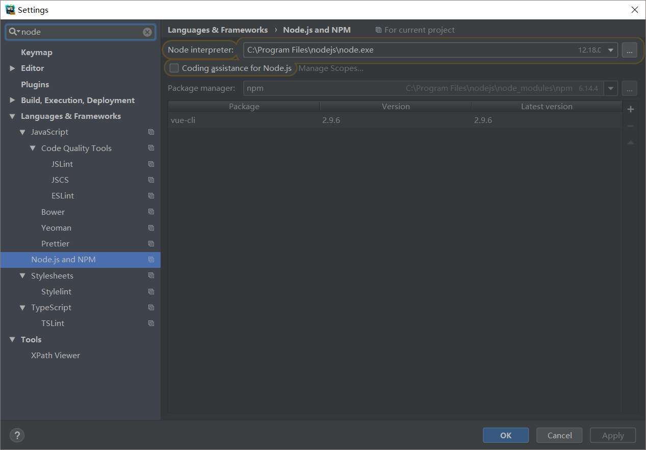 解决Webstorm中Nodejs没有代码智能提示问题，Coding assistance for Node.js不能勾选也没事_webstorm为什么没有标签提示-CSDN博客