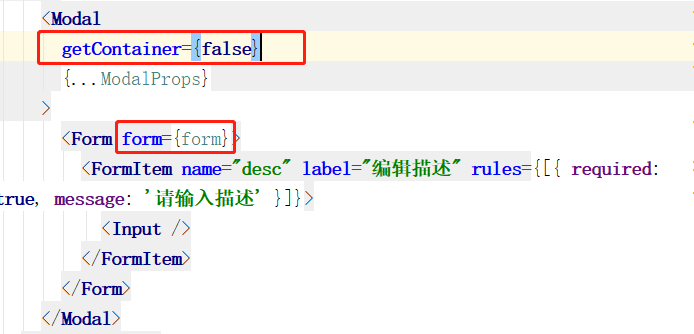 antd中Instance created by `useForm` is not connect to any Form element. Forget to pass `form ...