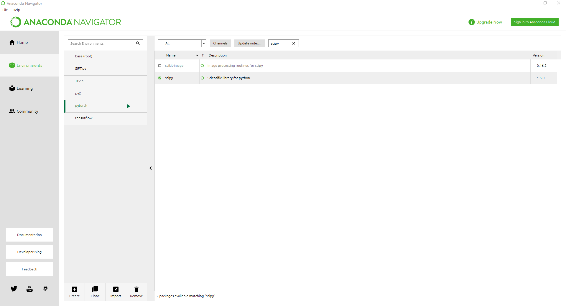 pytorch/tensorflow使用anaconda安装scipy库_tensflow没有scipy库-CSDN博客