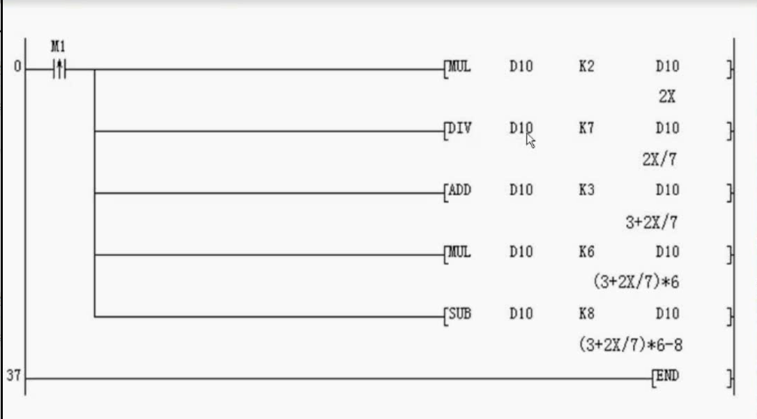 三菱FX2NPLC 数值处理方法ADD SUB MUL和DIV_fx2n中整数加法-CSDN博客