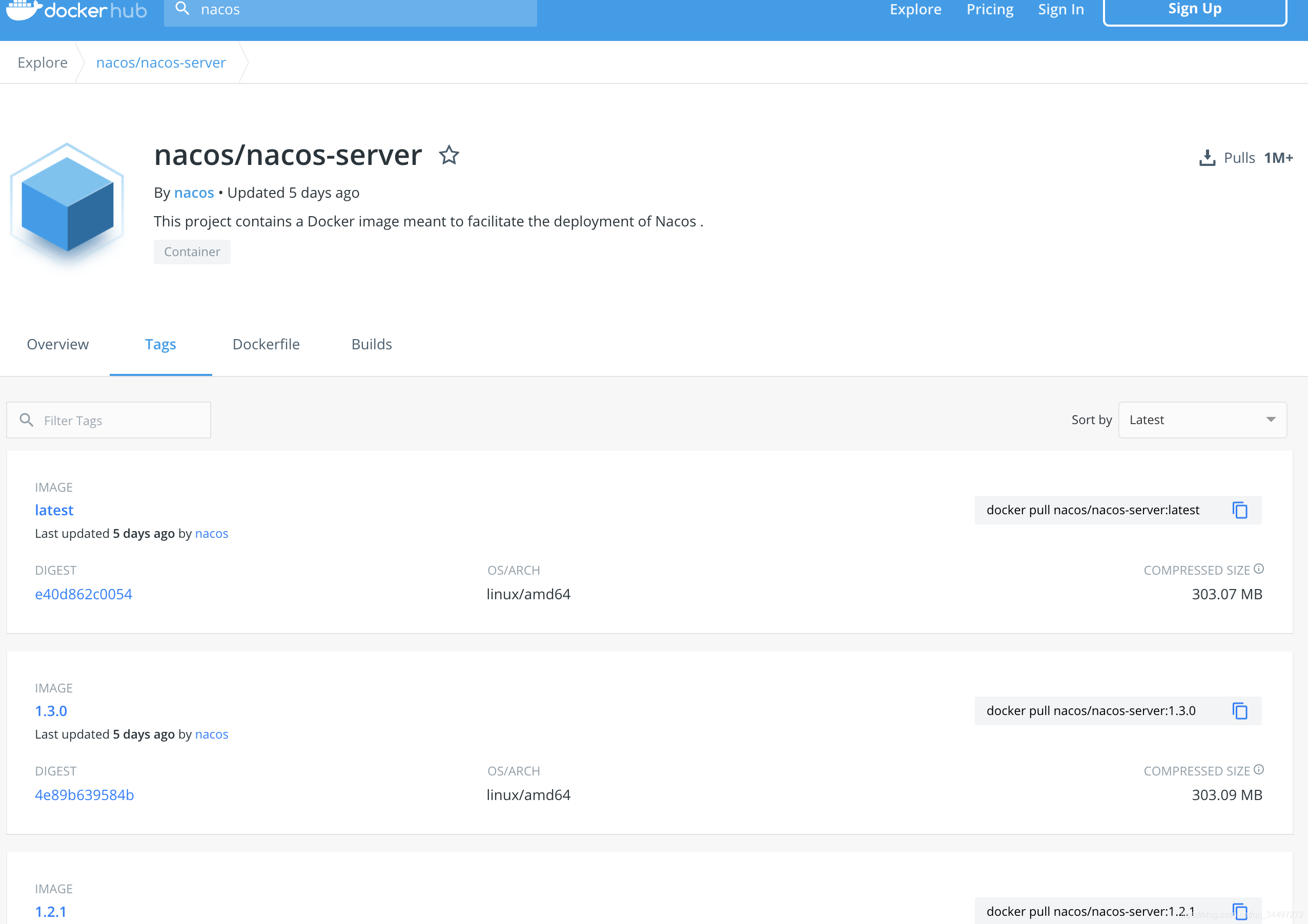 Docker安装nacos(单机版) Dockerfile Nacos 镜像地址 Csdn博客