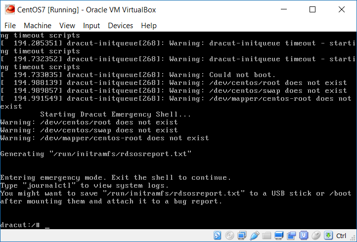 解决centos7启动后出现warning Dracut Initqueue Timeout‘ At Startup进入emergency Mode的问题系统启动dracut 