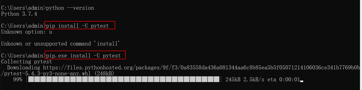 pip command prompt unknow or unsupported command install - Programmer Sought