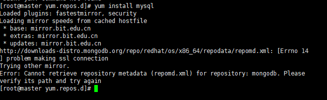 Error: Cannot retrieve repository metadata (repomd.xml) for repository: mongdbPlease verify its ...