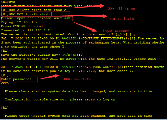 华为eNSP的SSH远程登陆配置_ensp ssh reset by remote-CSDN博客