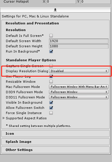 Unity导出全屏设置那些事Player Settings，取消黑边_allow fullscreen switch-CSDN博客