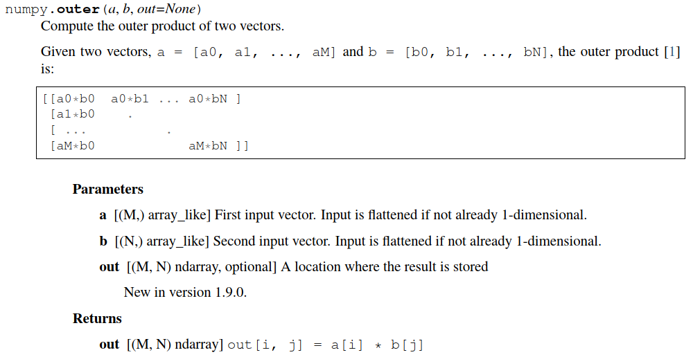 numpy.outer 计算向量外积_r = np.outer()-CSDN博客