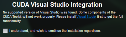 报错没有Visual Studio？windows10如何安装CUDA？附cuDNN安装。_安装cuda时提示没有visual tudio-CSDN博客