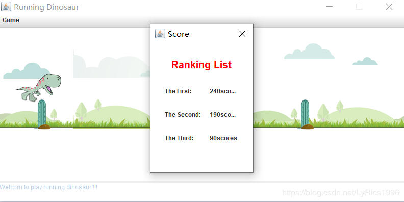 Java小游戏：恐龙快跑（Running Dinosaur）_java恐龙快跑-CSDN博客