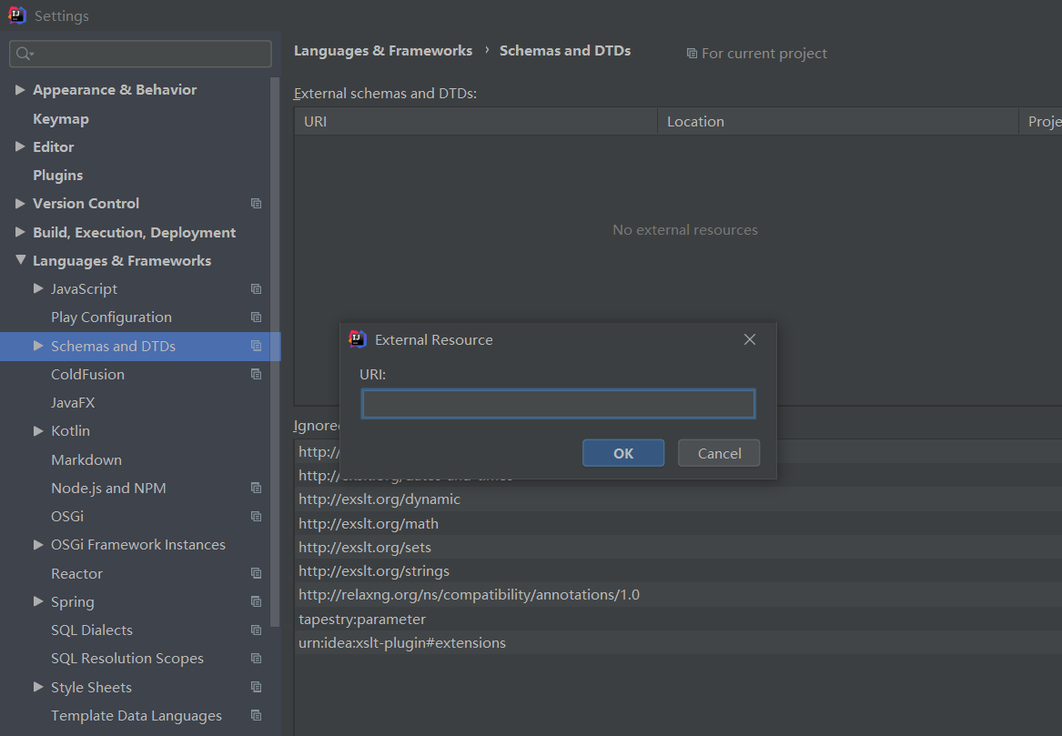 IDEA出现URI is not registered (Settings | Languages & Frameworks ...