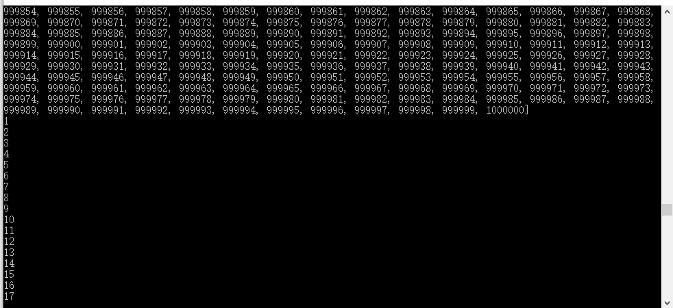 4-4 一百万_练习4-4:一百万 创建一个包含数1～1 000 000的列表,再使用一个for循环将这些数打-CSDN博客