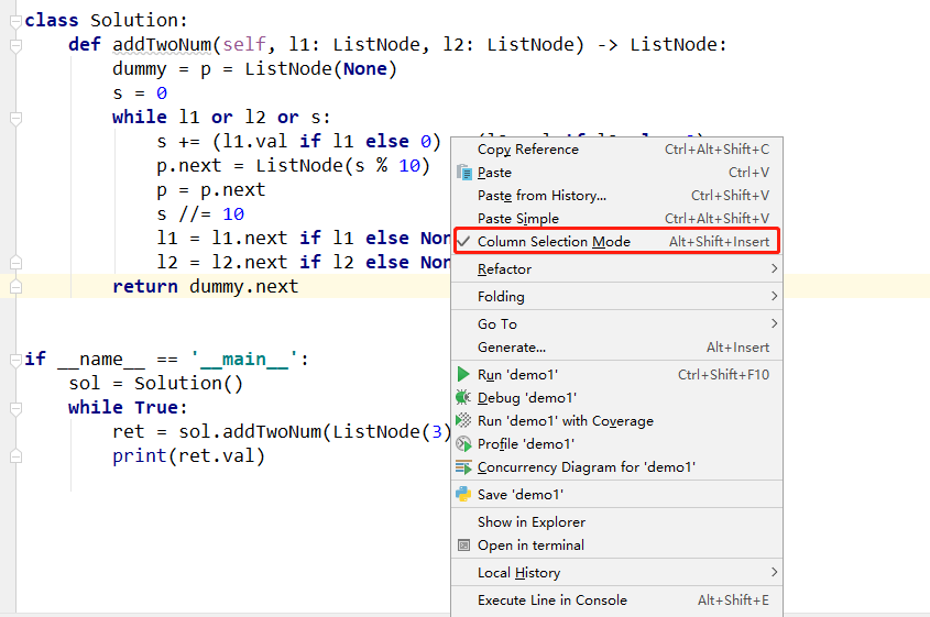 Pycharm矩形框选中模式设置及取消_pycharm选中矩形-CSDN博客