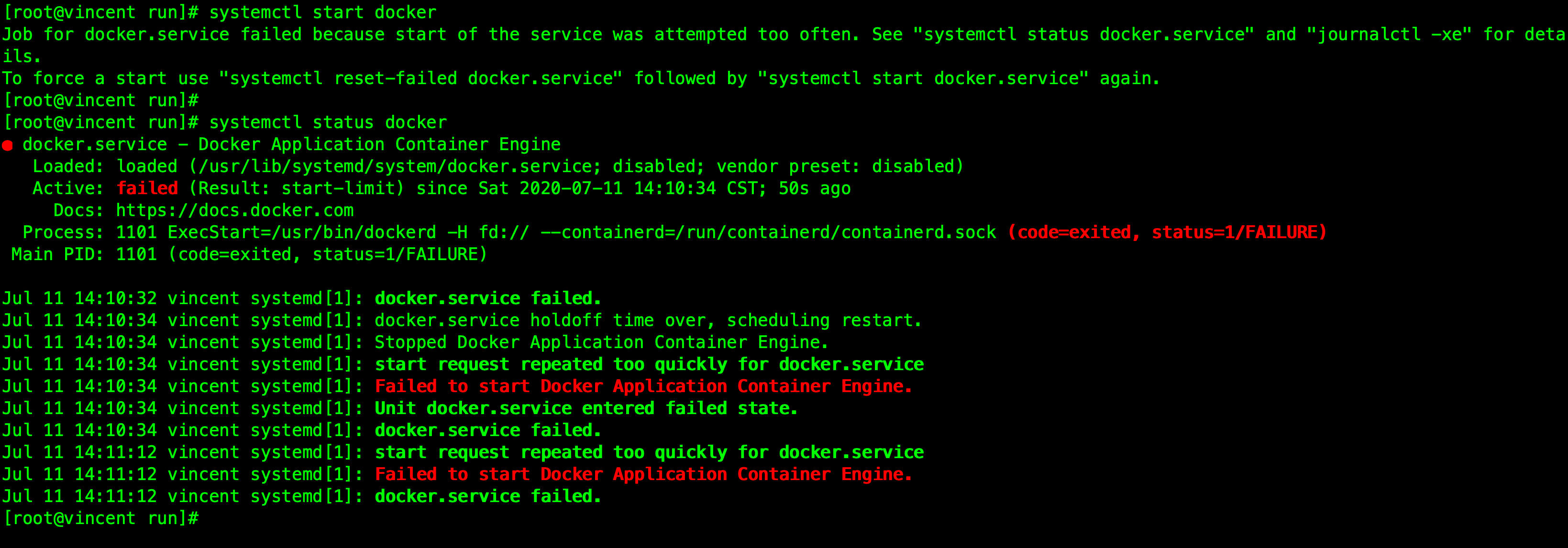 Job for docker.service failed because start of the service was attempted too often-CSDN博客