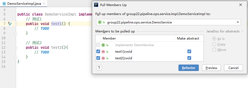 【IDEA重构】快速将方法向上提升至接口_idea impl方法反推到接口-CSDN博客
