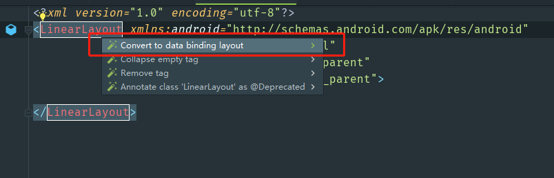 DataBinding 的集成：点击AIL+Enter ， 没有出现【convert to data binding layout】怎么办？-CSDN博客