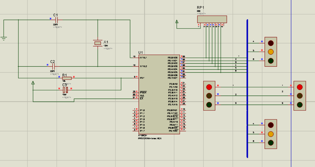 51 MCU uses Timer0 to realize crossroad traffic lights (proteus ...