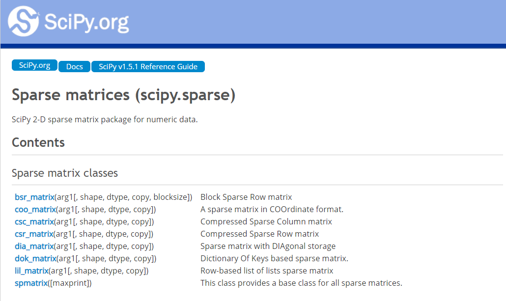 Scipy 稀疏矩阵 COO、CSC、CSR_scipycoo-CSDN博客