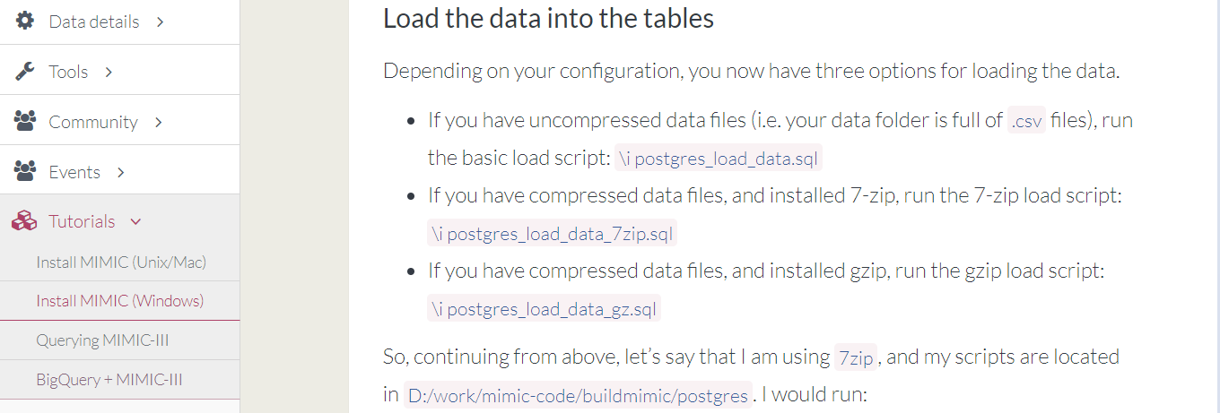 SQL-SHELL中安装mimic-iii数据库报错无法获取文件CHARTEVENTS.csv_mimic数据库下载后,安装出现错误-CSDN博客