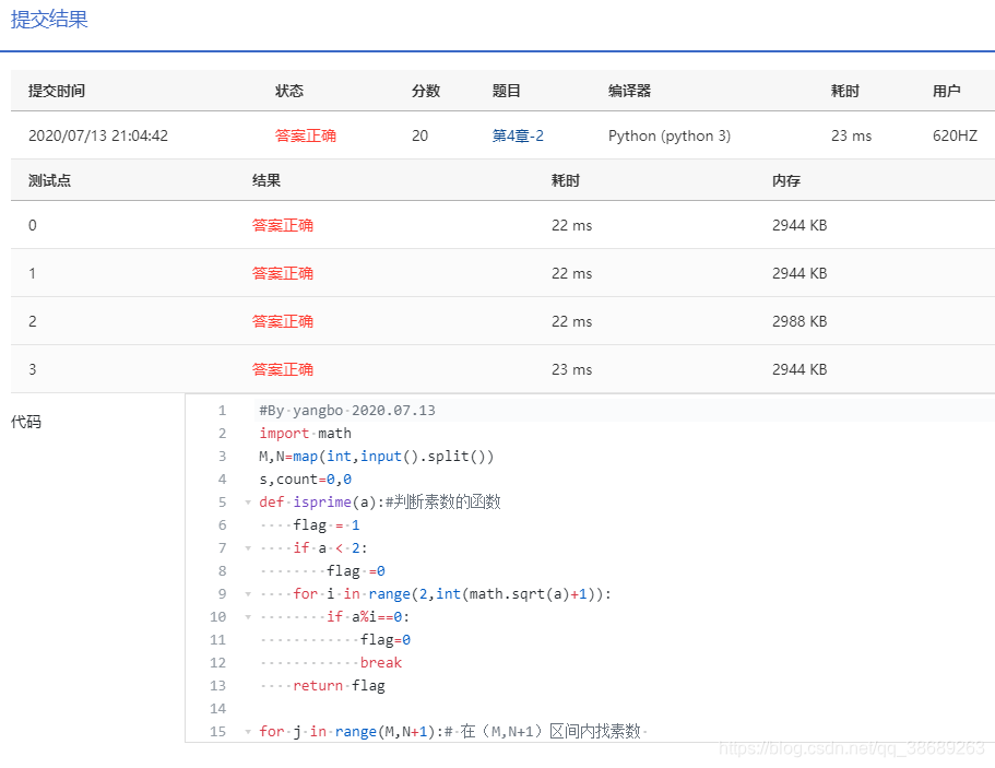 【python】 第4章 2 统计素数并求和 20分python统计给定整数区间内素数个数并求和 Csdn博客