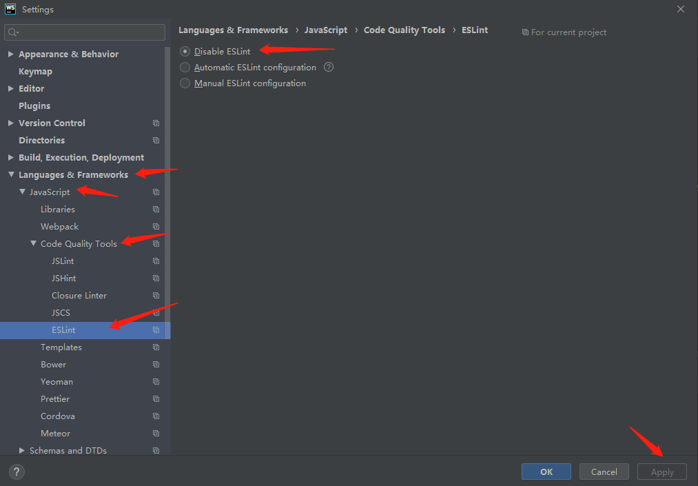 【笔记】webstorm关闭ESlint校验_webstrom关闭严格模式-CSDN博客