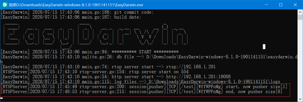 FFmpeg 推流 + EasyDarwin 转发 + vlc 播放 实现 RTSP 直播_easydarwin官网-CSDN博客