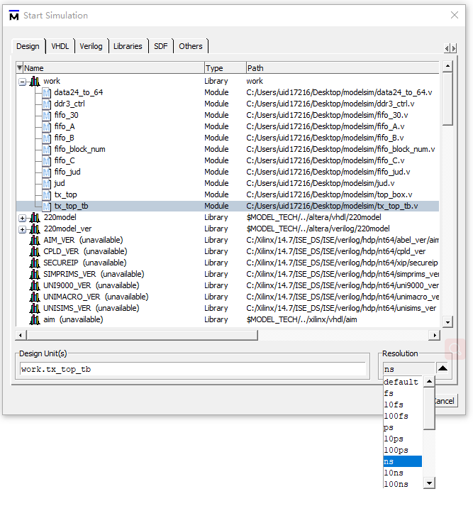 Use modelsim to directly add library files and simulate - Programmer Sought