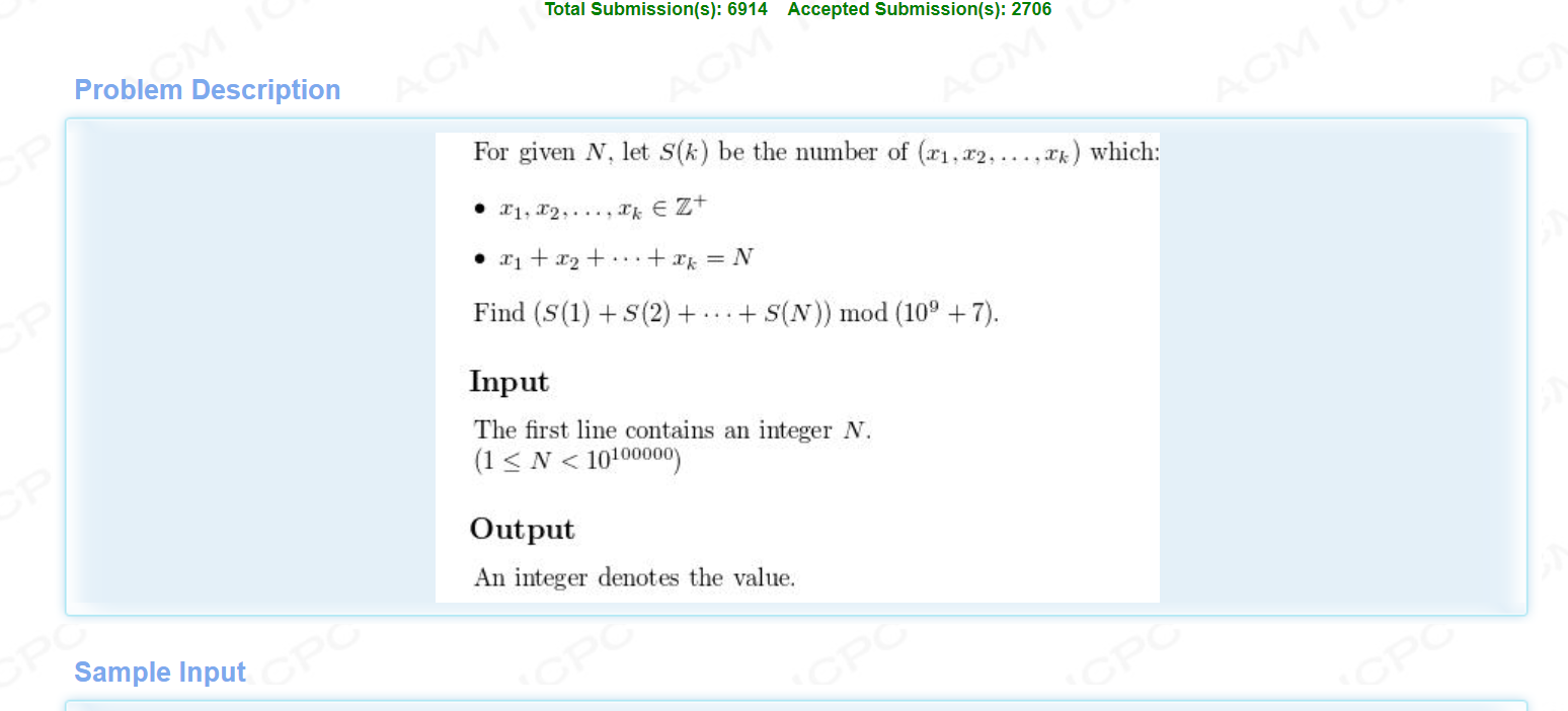 [费马小定理+组合数] hdu 4704_x1+...+xk=n java-CSDN博客