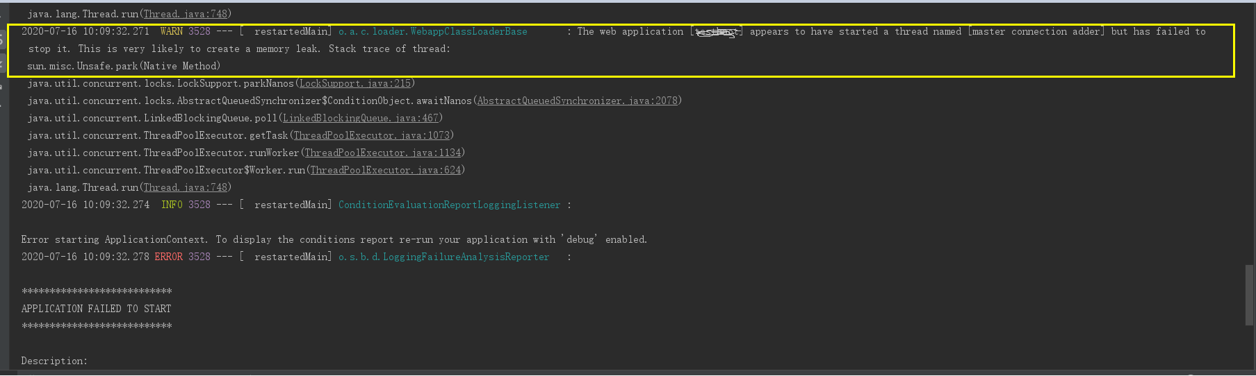 : The web application [XXX] appears to have started a thread named [XXX ...