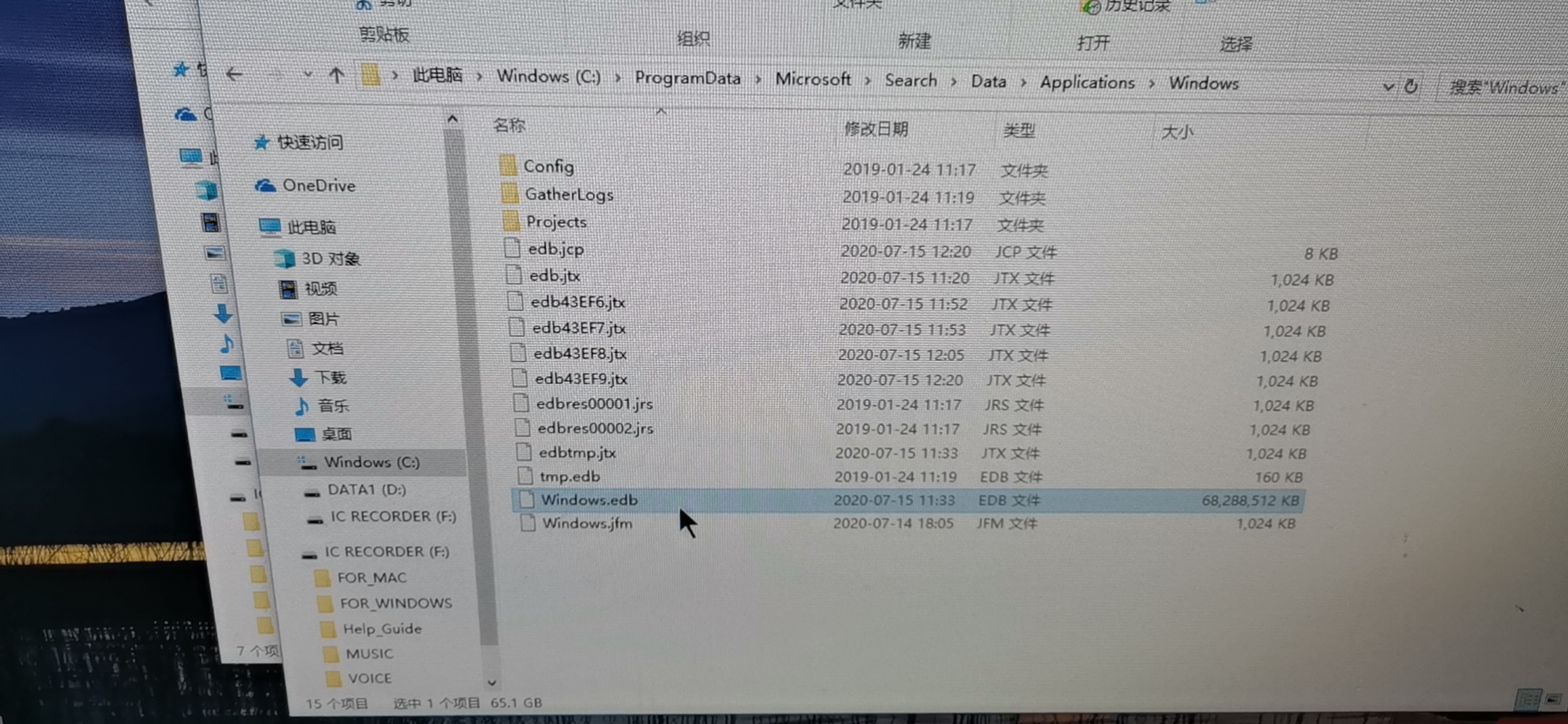win10下windows.edb文件过大问题处理_c:\programdata\microsoft\search\data\applications\-CSDN博客