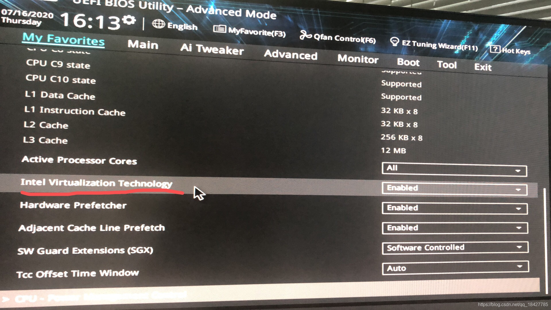 华硕电脑打开 Intel(r)virtualization Technology 选项 Intel Virtualization