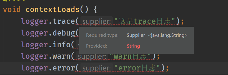 SpringBoot基础--输出日志报错Required type: Supplier ＜java.lang.String＞ Provided: String_required type ...