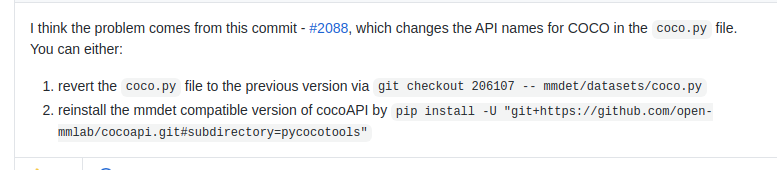 mmdection遇到的坑－－COCO object has no attribute get_cat_ids_attributeerror: 'vocdetection' object ...