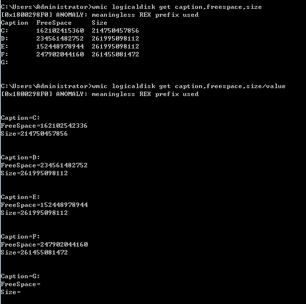 使用wmic查看本地服务器磁盘空间剩余量-CSDN博客