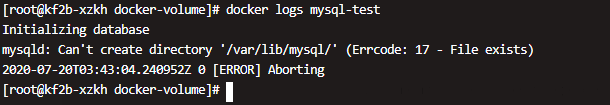 docker 启动数据库 mysqld: Can‘t create directory ‘/var/lib/mysql/‘ (Errcode: 17 - File exists)_mysqld ...