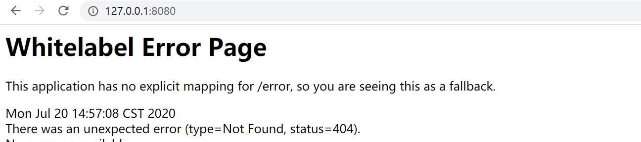 This application has no explicit mapping for /error, so you are seeing ...