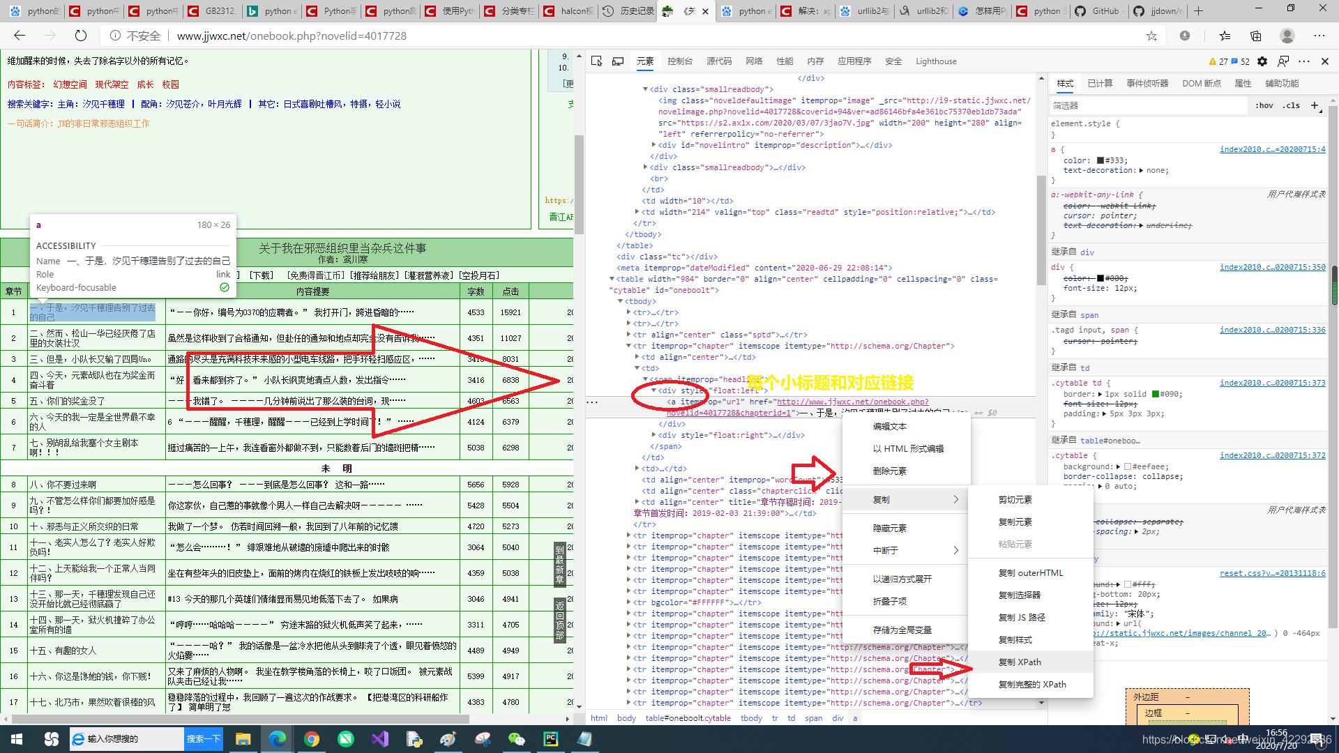 Python使用requests和lxml爬取晋江小说的免费章节python爬取晋江小说 Csdn博客