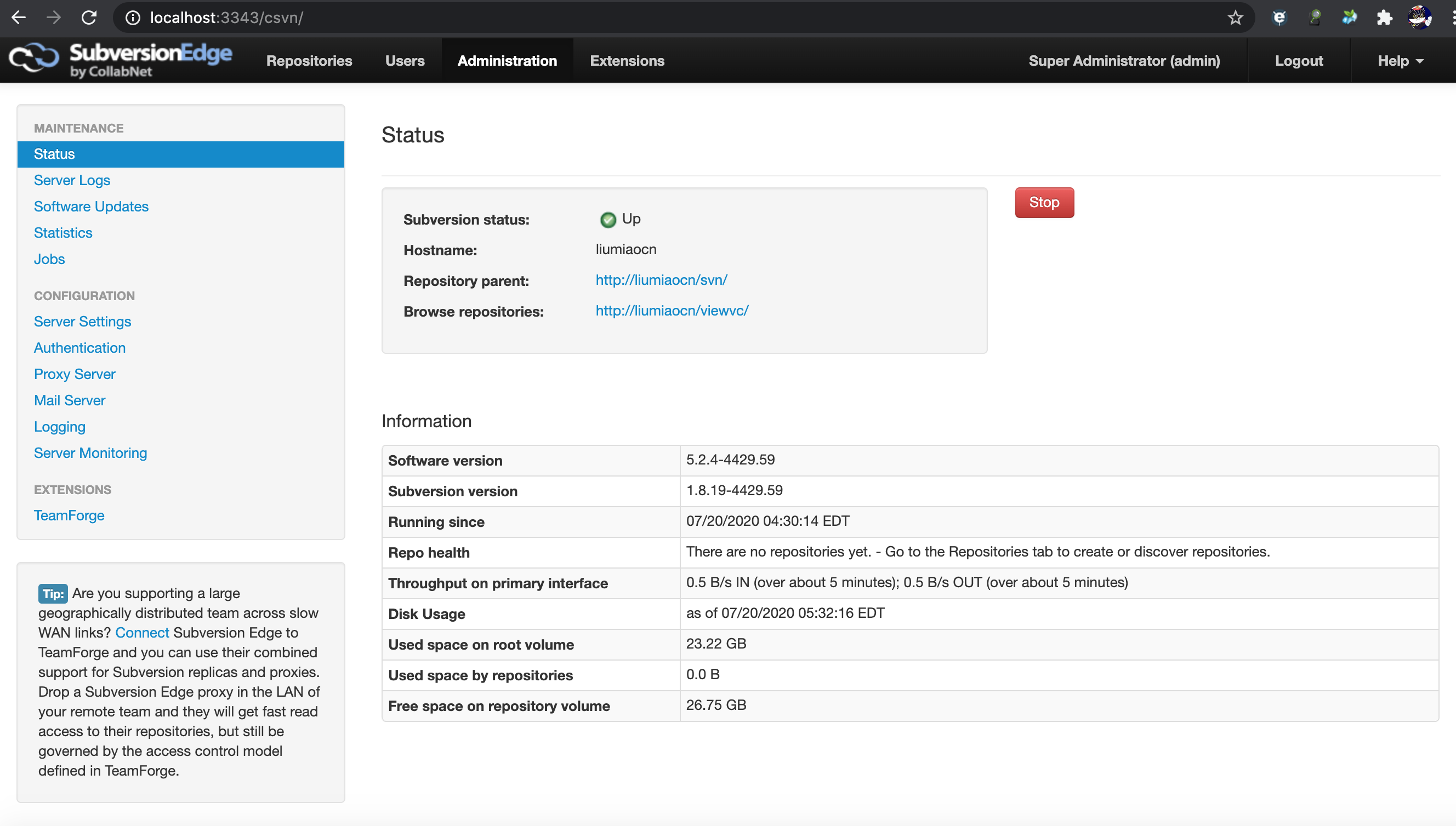 Version management tool: install and configure Subversion Edge 5.2.4 (svn 1.8) under CentOS ...