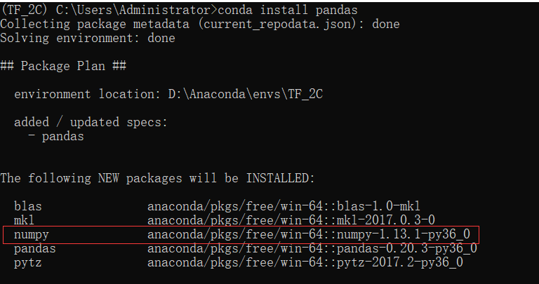 Tensorflow默认安装的numpy版本与其他第三方库安装的numpy导致的错误：ImportError: numpy.core ...