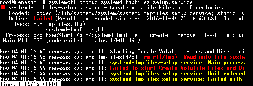 菜鸟笔记--debian根文件系统启动时[FAILED] Failed to start Create Volatile Files and Directories._failed to ...